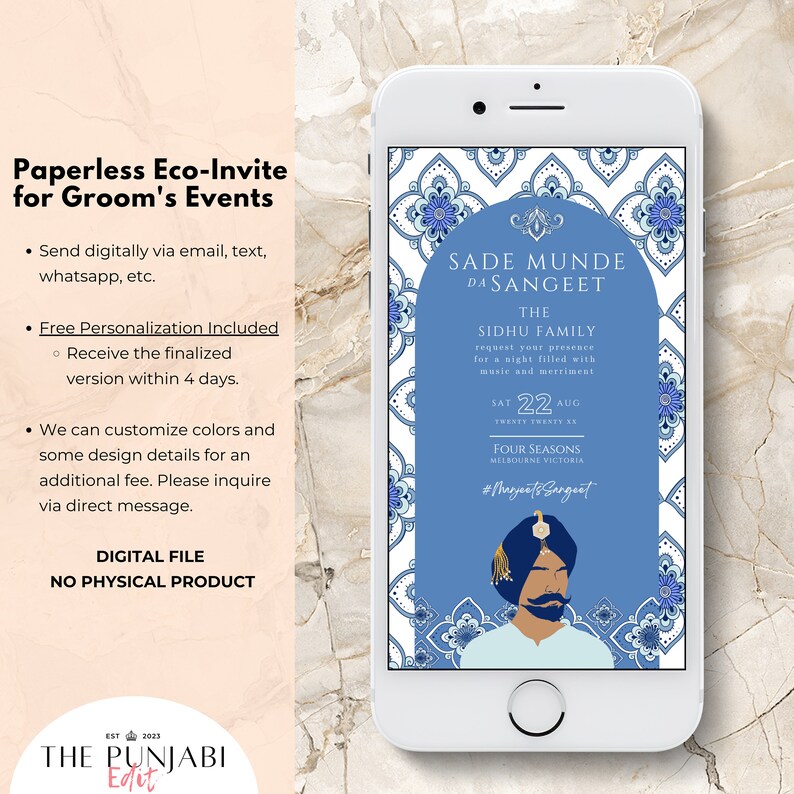 Sangeet Invitation, Custom Indian Wedding Digital Whatsapp Invite Card ...