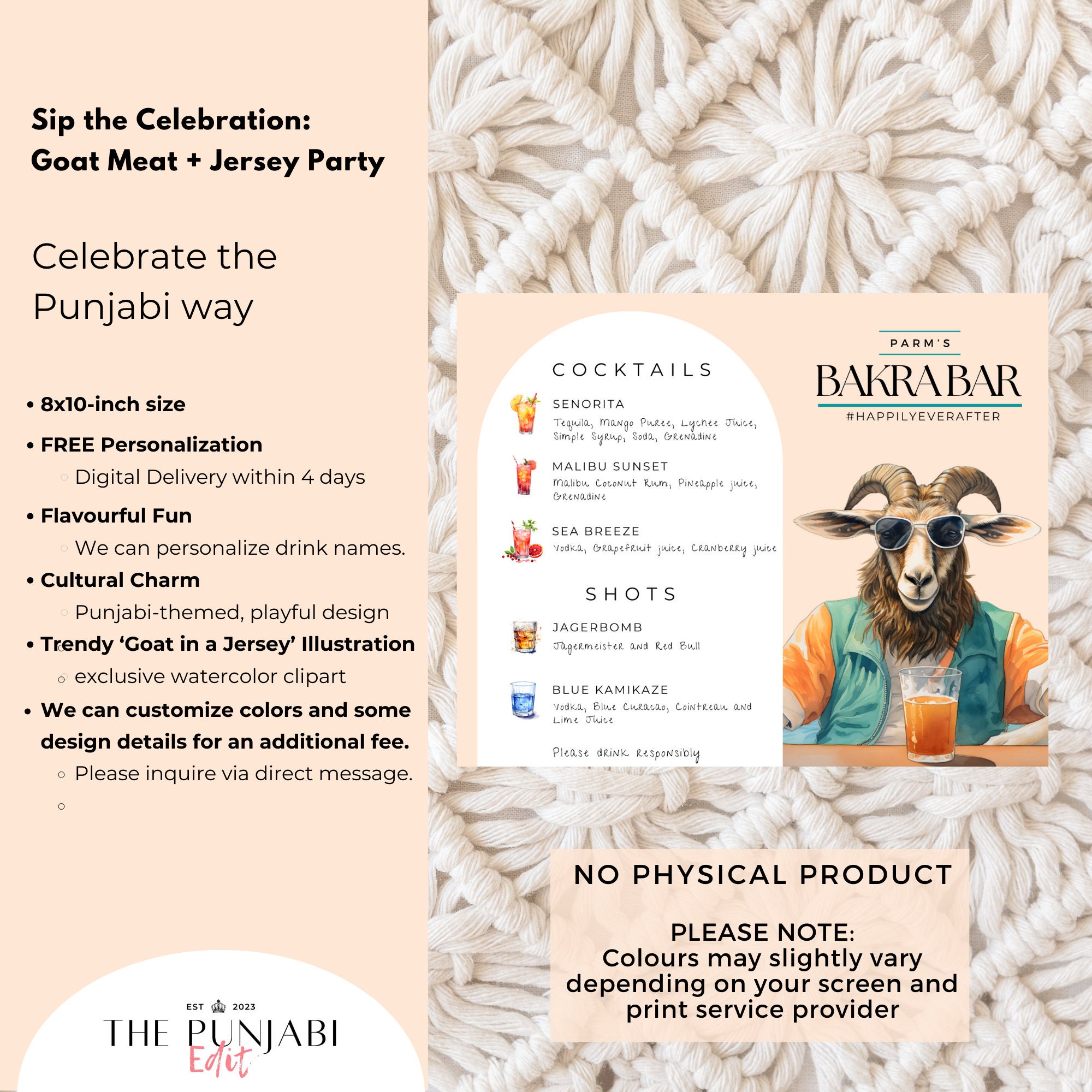 Punjabi Bar Menu - Bakra Party Drink List, Goat Meat Party, Jersey ...