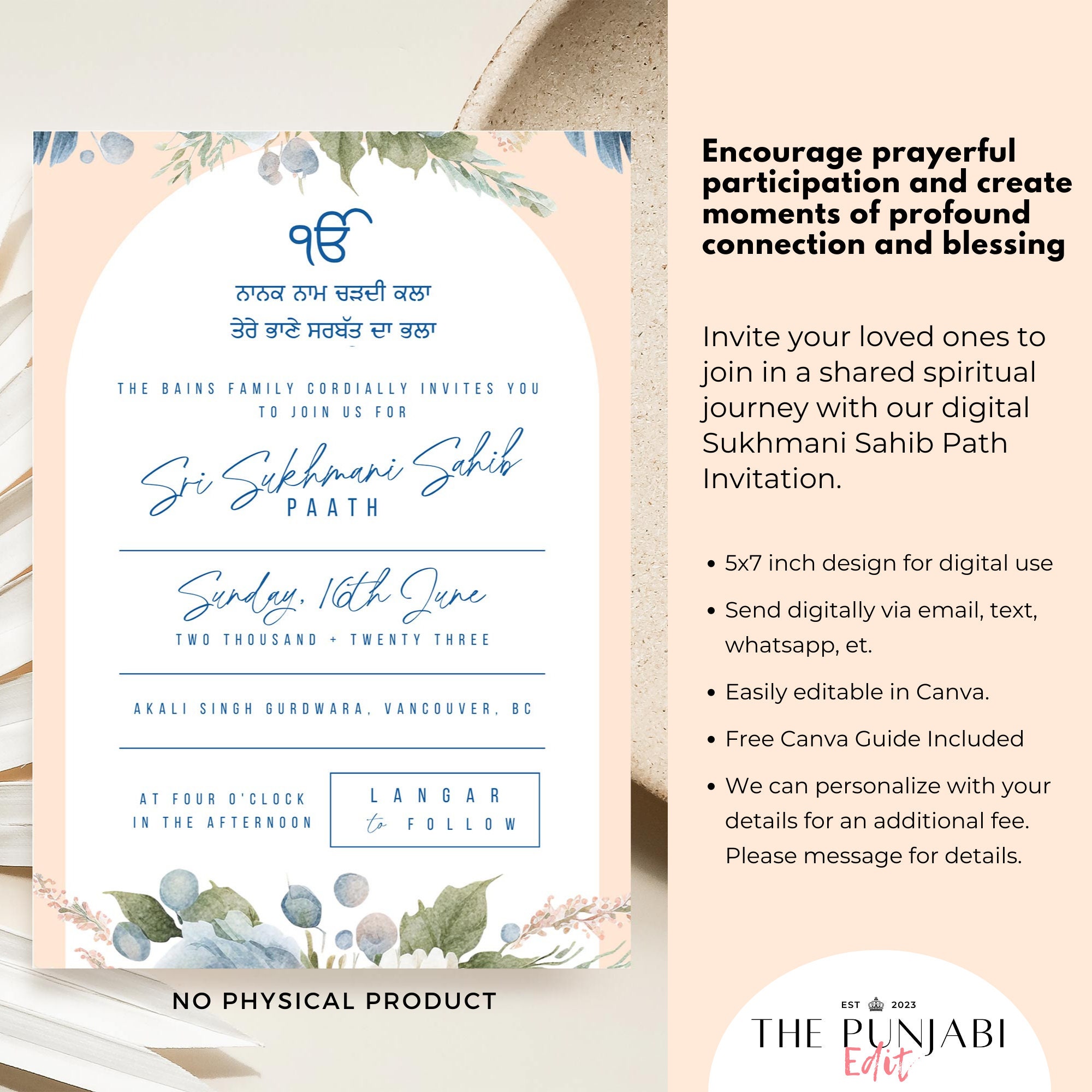 Sukhmani Sahib Paath Invitation, Digital Sikh Prayer Invite, Sri Akhand ...