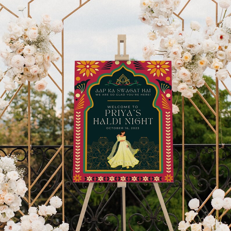 Haldi Sign Pithi Welcome Signage, Custom Hindu Shaadi Ceremony ...