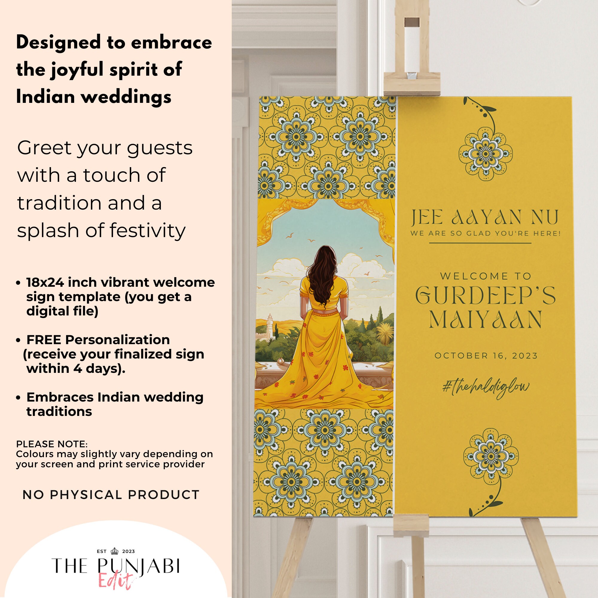 Haldi Sign Pithi Welcome Signage, Custom Hindu Shaadi Ceremony ...