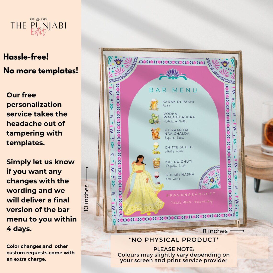 Punjabi Bar Menu: Desi Drink List, Digital File, Indian Cocktails ...