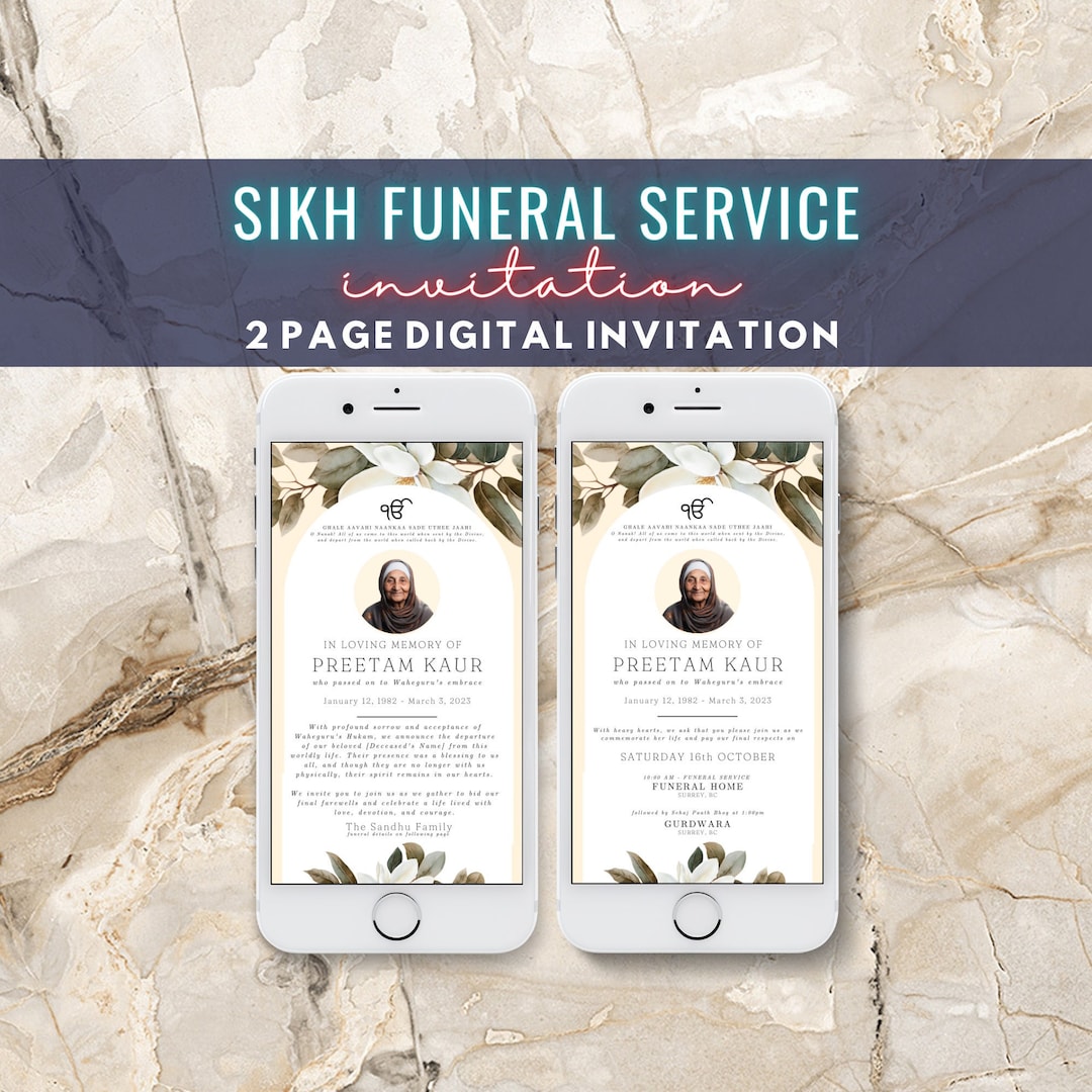 Sikh Funeral Invite, 2 Page Digital Punjabi Invitation, Memorial ...