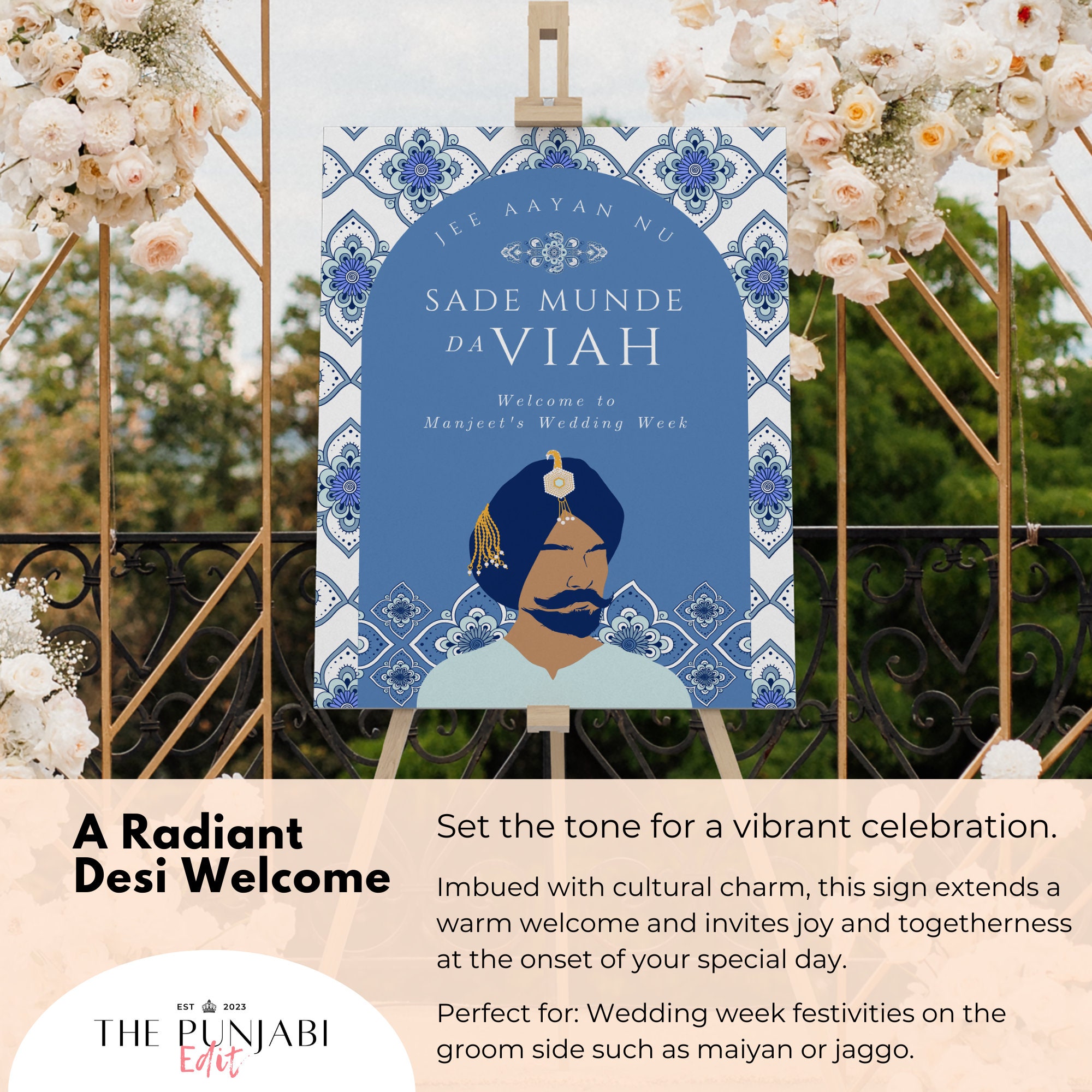 Punjabi Wedding Week Sign: Personalised Custom Sade Munde Da Viah ...