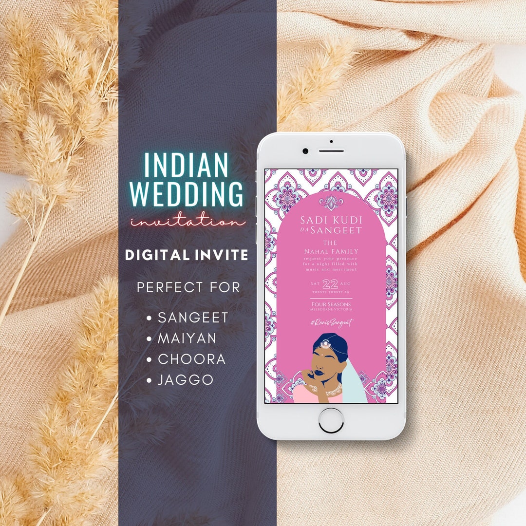 Sangeet Invitation, Custom Indian Wedding Digital Whatsapp Invite Card ...
