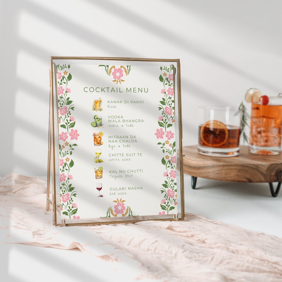 Indian Wedding Menu, Punjabi Bar Menu, Desi Digital Drink List, Viah ...