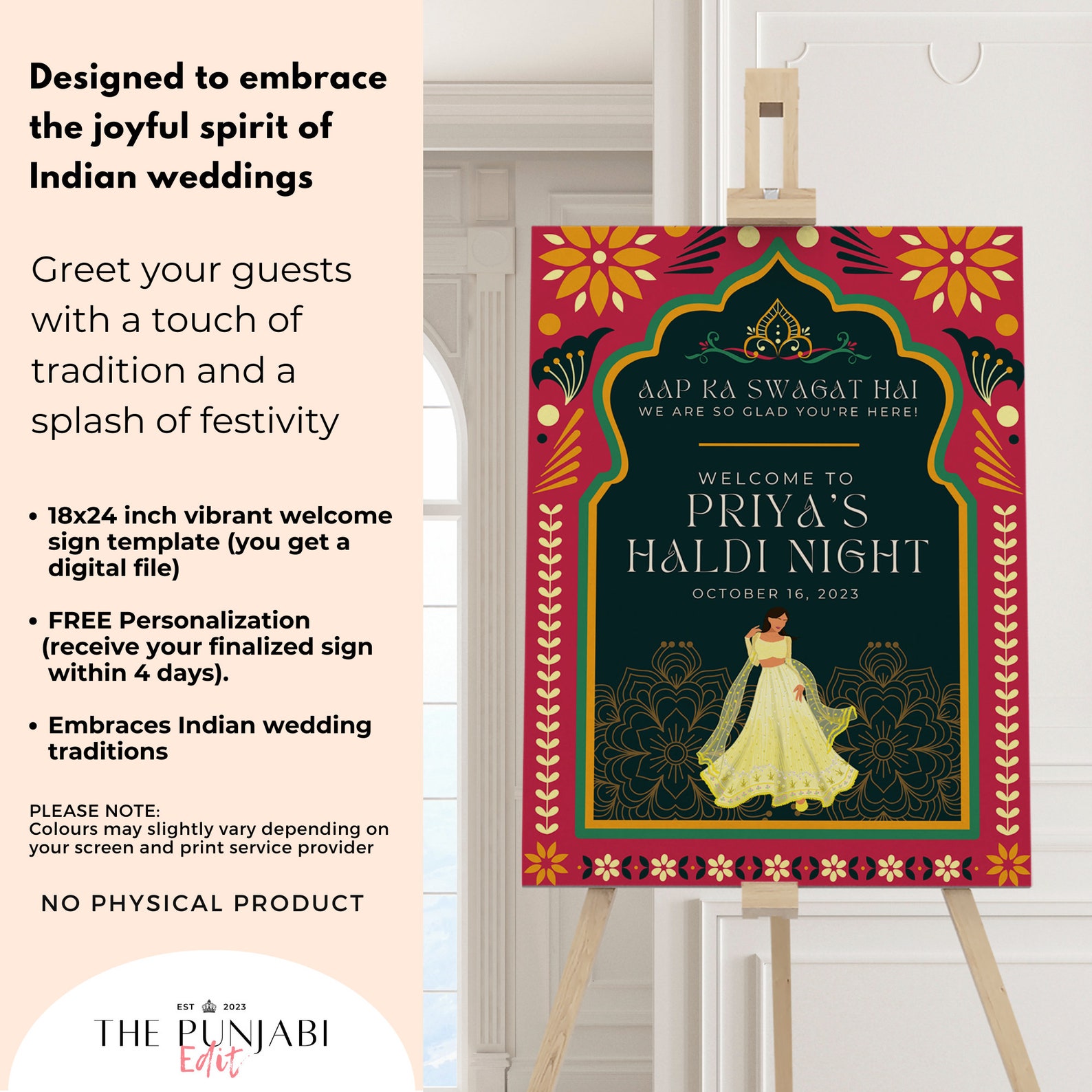 Haldi Sign Pithi Welcome Signage, Custom Hindu Shaadi Ceremony ...