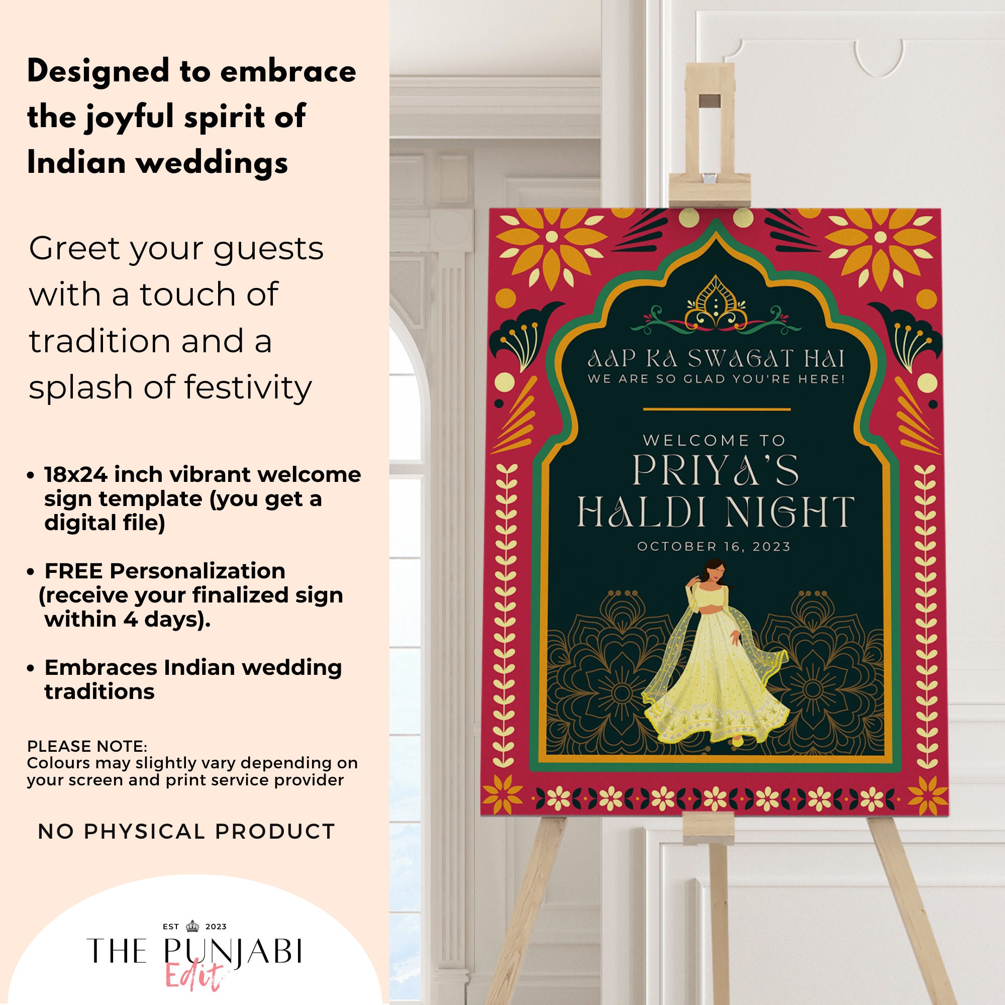 Haldi Sign Pithi Welcome Signage, Custom Hindu Shaadi Ceremony ...