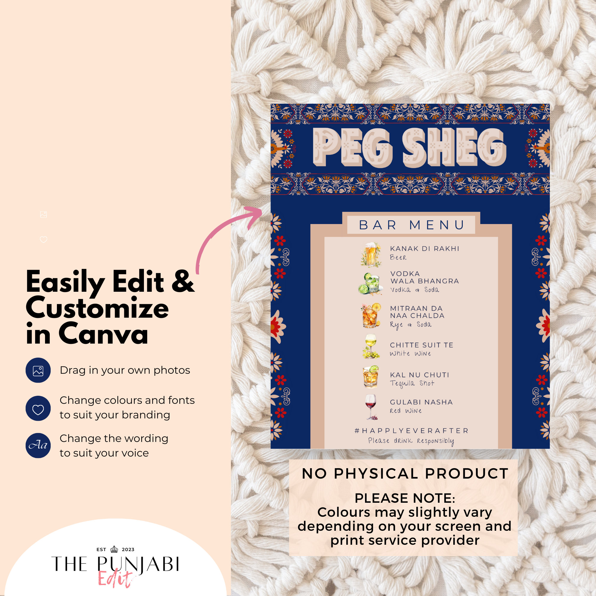 Punjabi Bar Menu - Peg Sheg, Desi Truck Art, Drink List, Sikh Indian ...