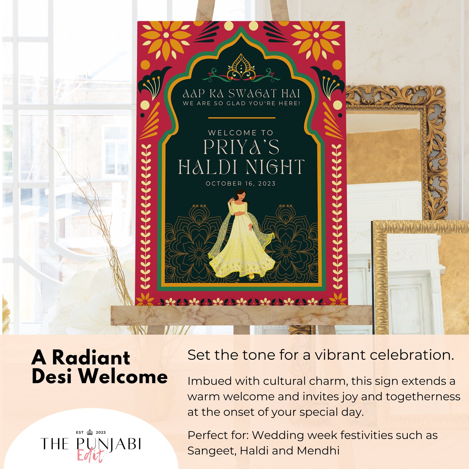 Haldi Sign Pithi Welcome Signage, Custom Hindu Shaadi Ceremony ...