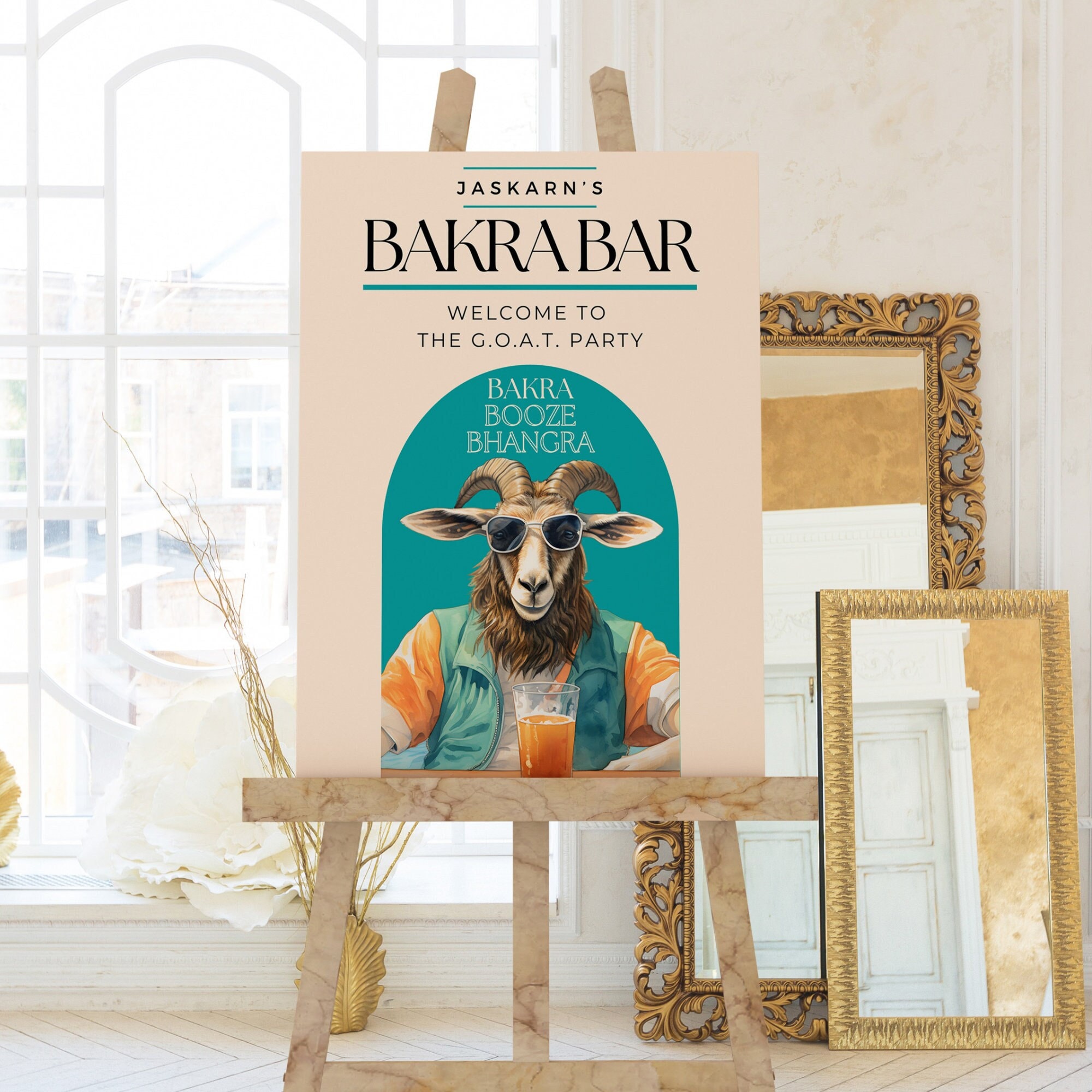 Punjabi Wedding Week Sign: Goat Meat Party, Bakra Jersey Night, Custom ...