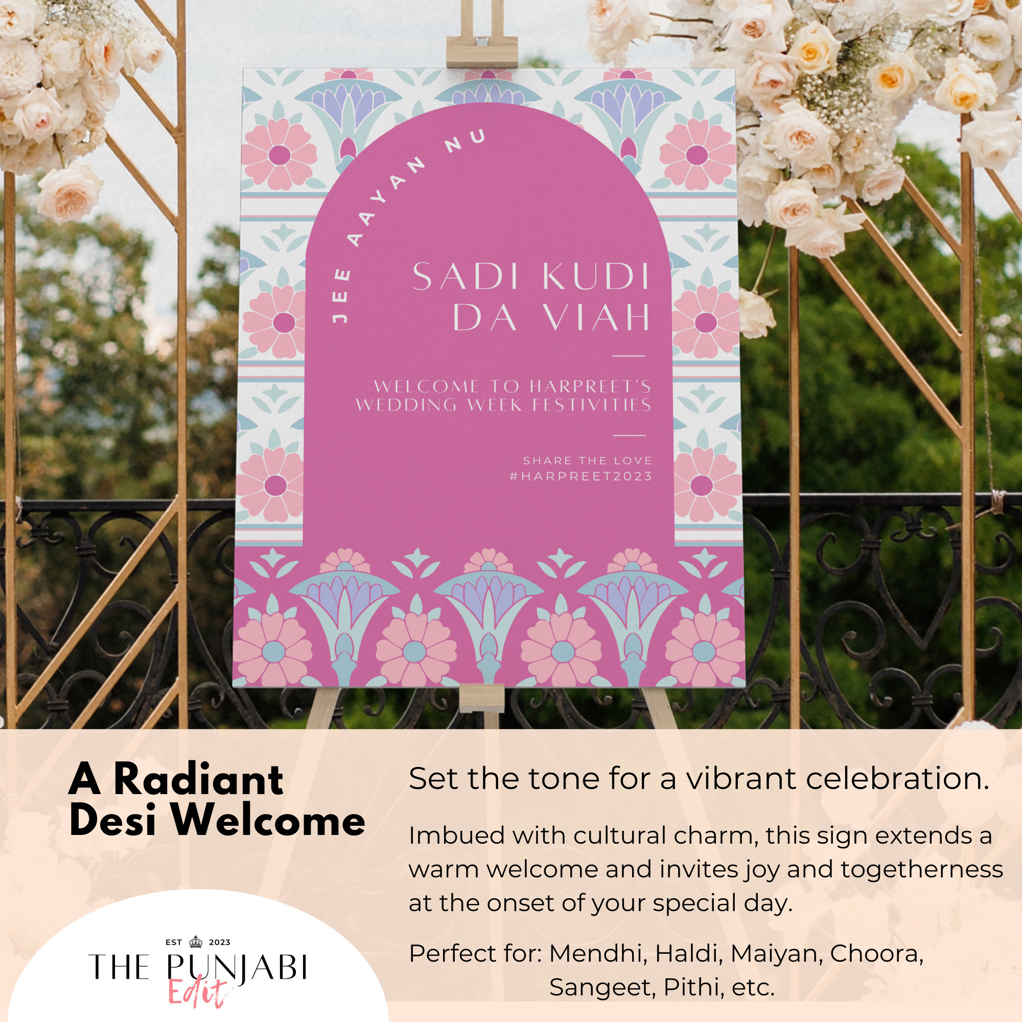 Punjabi Wedding Week Sign: Illustrated Custom Sadi Kudi Da Viah ...