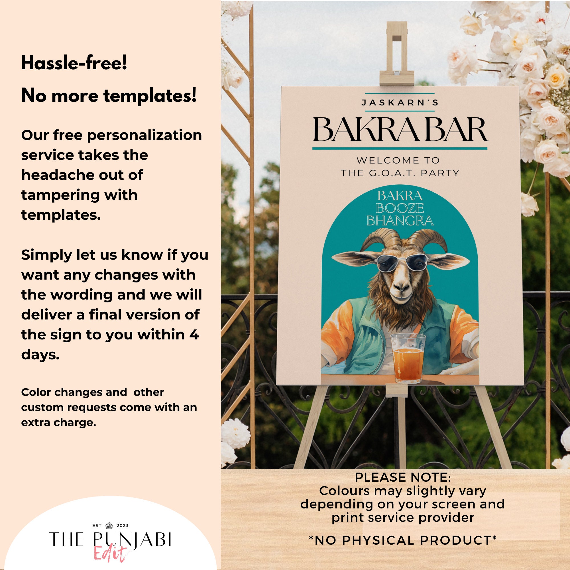 Punjabi Wedding Week Sign: Goat Meat Party, Bakra Jersey Night, Custom ...