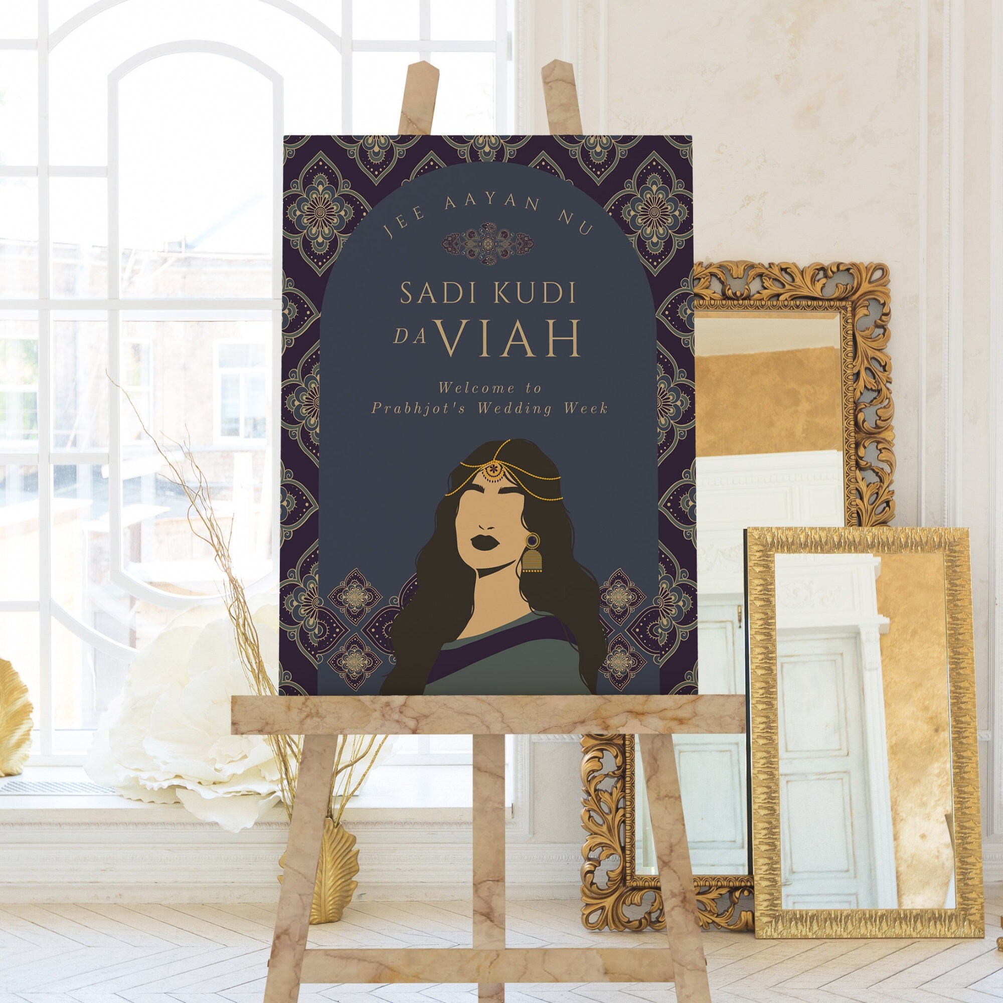 Punjabi Wedding Week Sign: Illustrated Custom Sadi Kuri Da Viah ...