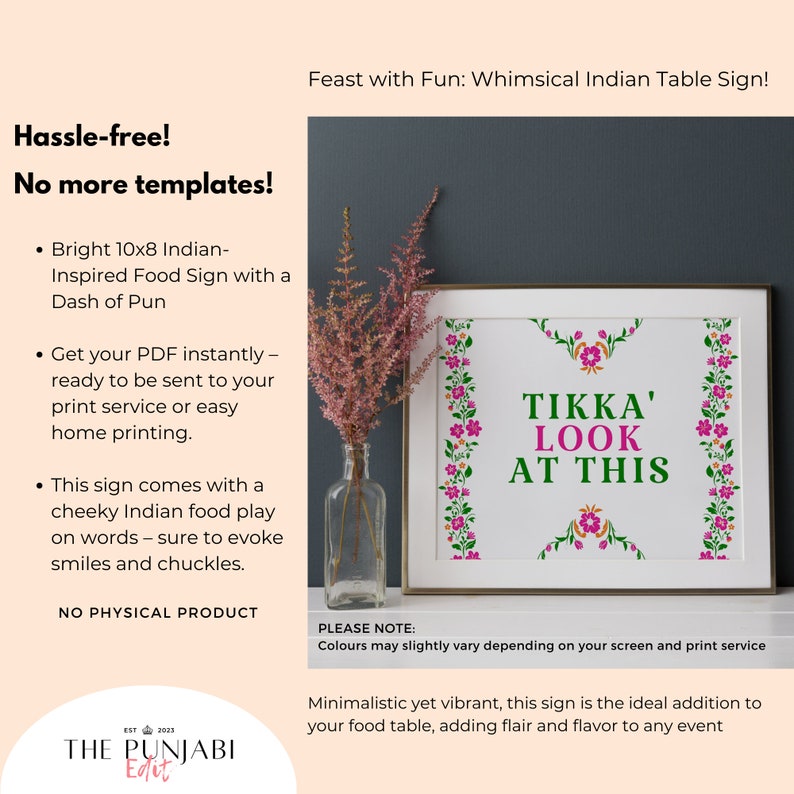 Punjabi Wedding Props, Indian Food Table Sign, Buffet Station ...