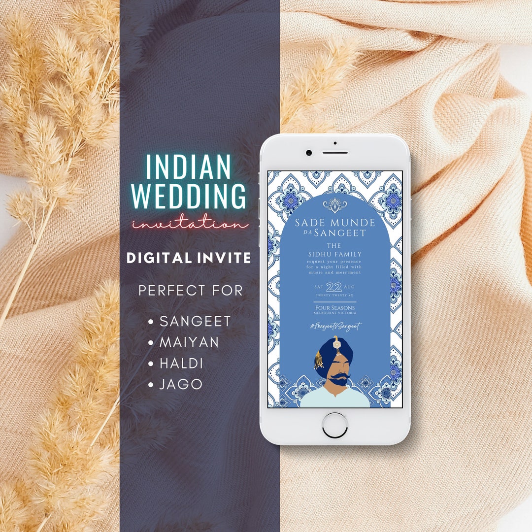 Sangeet Invitation, Custom Indian Wedding Digital Whatsapp Invite Card ...