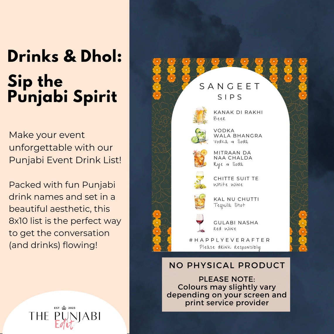 Indian Bar Menu: Punjabi Desi Drink List, Digital File, Viah Shaadi ...