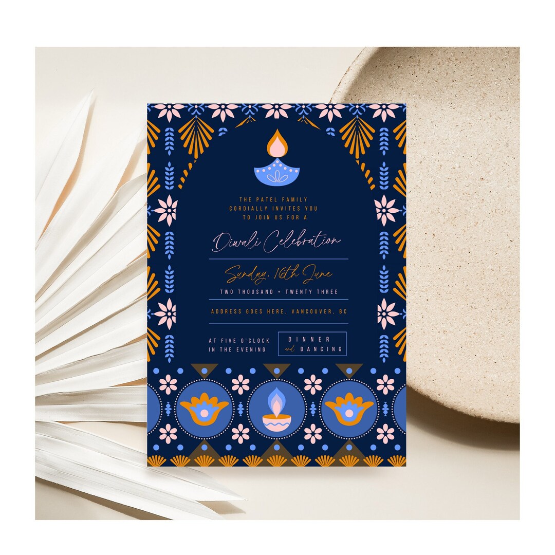 Diwali Party Invite Digital, Deepavali Dinner Invitation, Punjabi ...