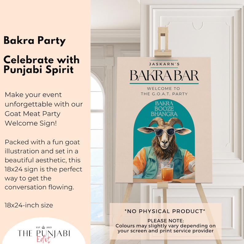 Punjabi Wedding Week Sign: Goat Meat Party, Bakra Jersey Night, Custom ...