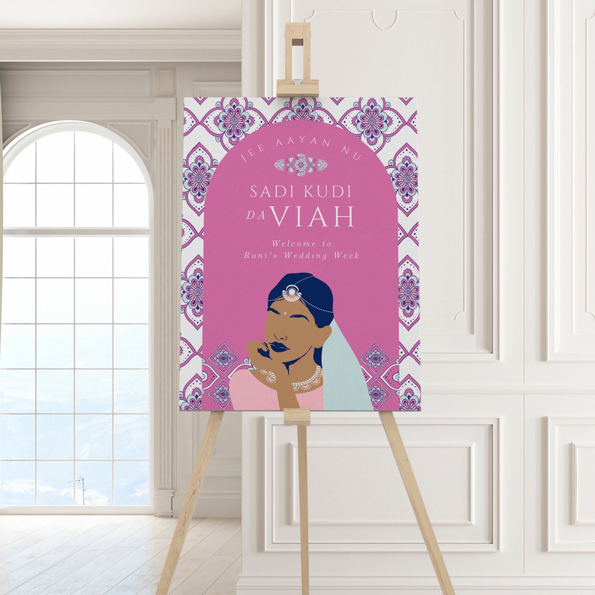 Punjabi Wedding Week Sign: Illustrated Custom Sadi Kudi Da Viah ...
