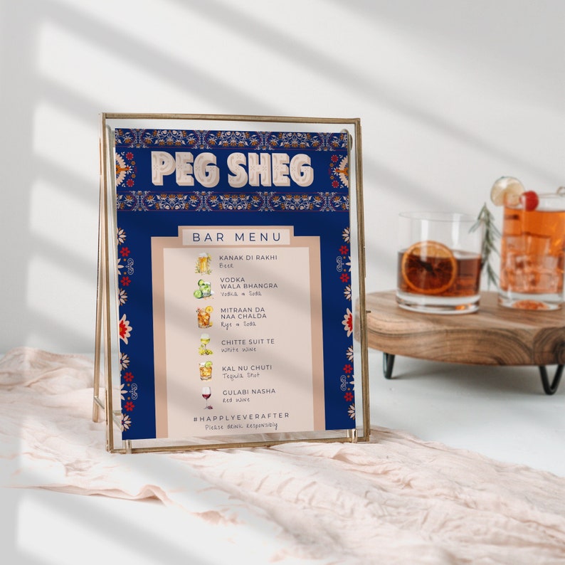 Punjabi Bar Menu Peg Sheg Desi Truck Art Drink List Sikh - Etsy