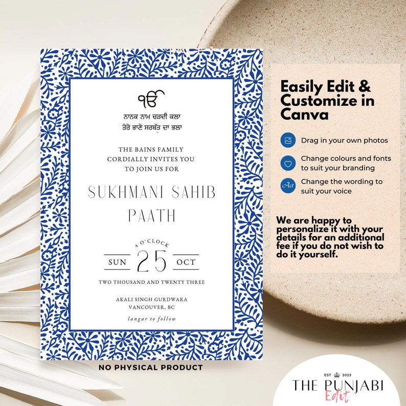 Sukhmani Sahib Paath Invitation, Digital Sikh Prayer Invite, Sri Akhand ...