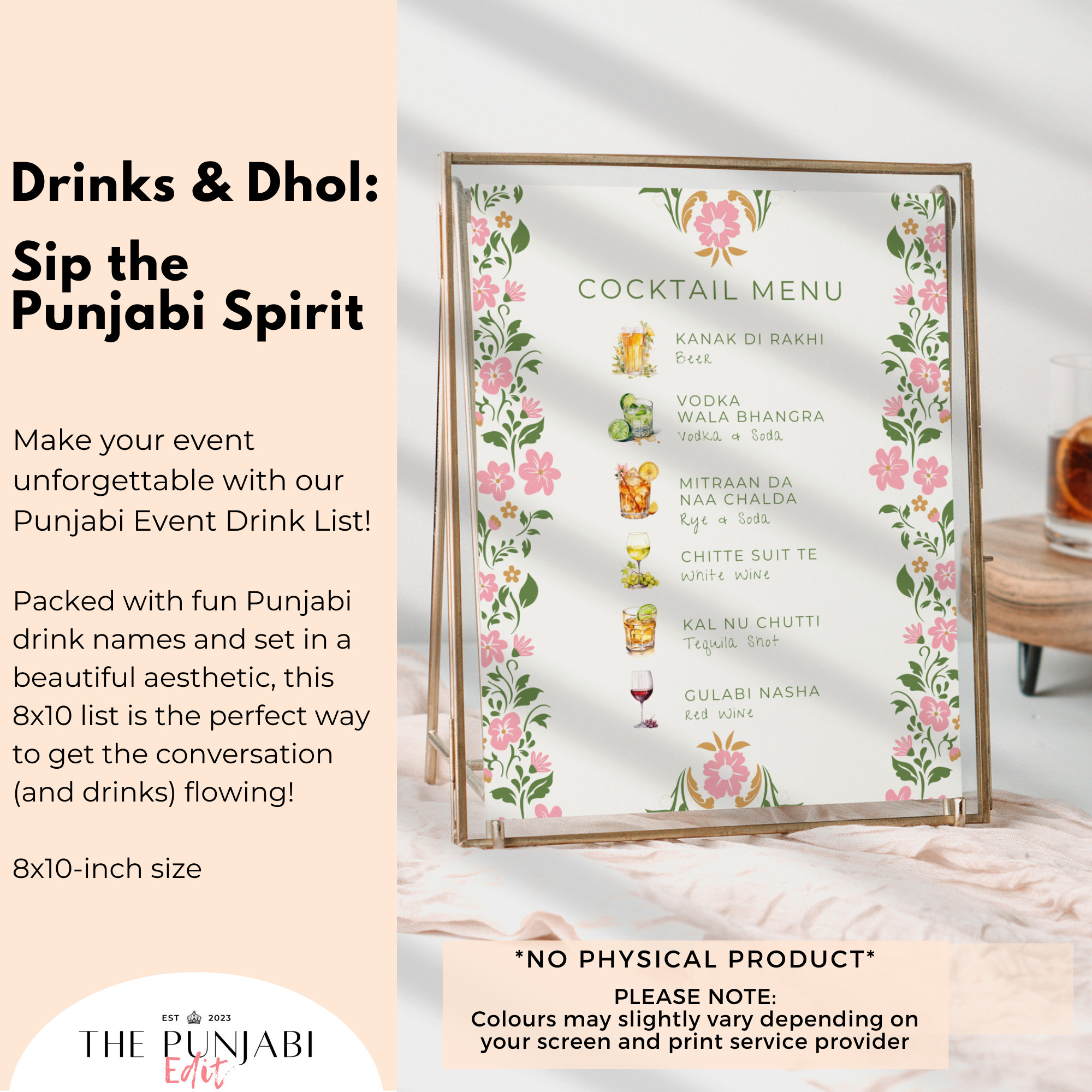 Indian Wedding Menu, Punjabi Bar Menu, Desi Digital Drink List, Viah ...