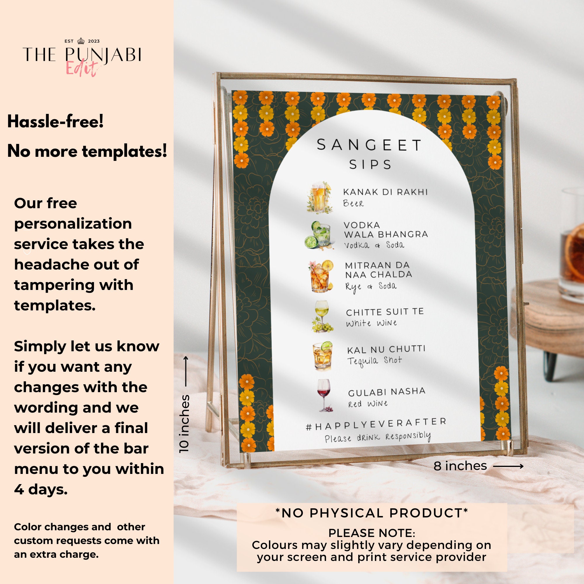 Indian Bar Menu: Punjabi Desi Drink List, Digital File, Viah Shaadi ...