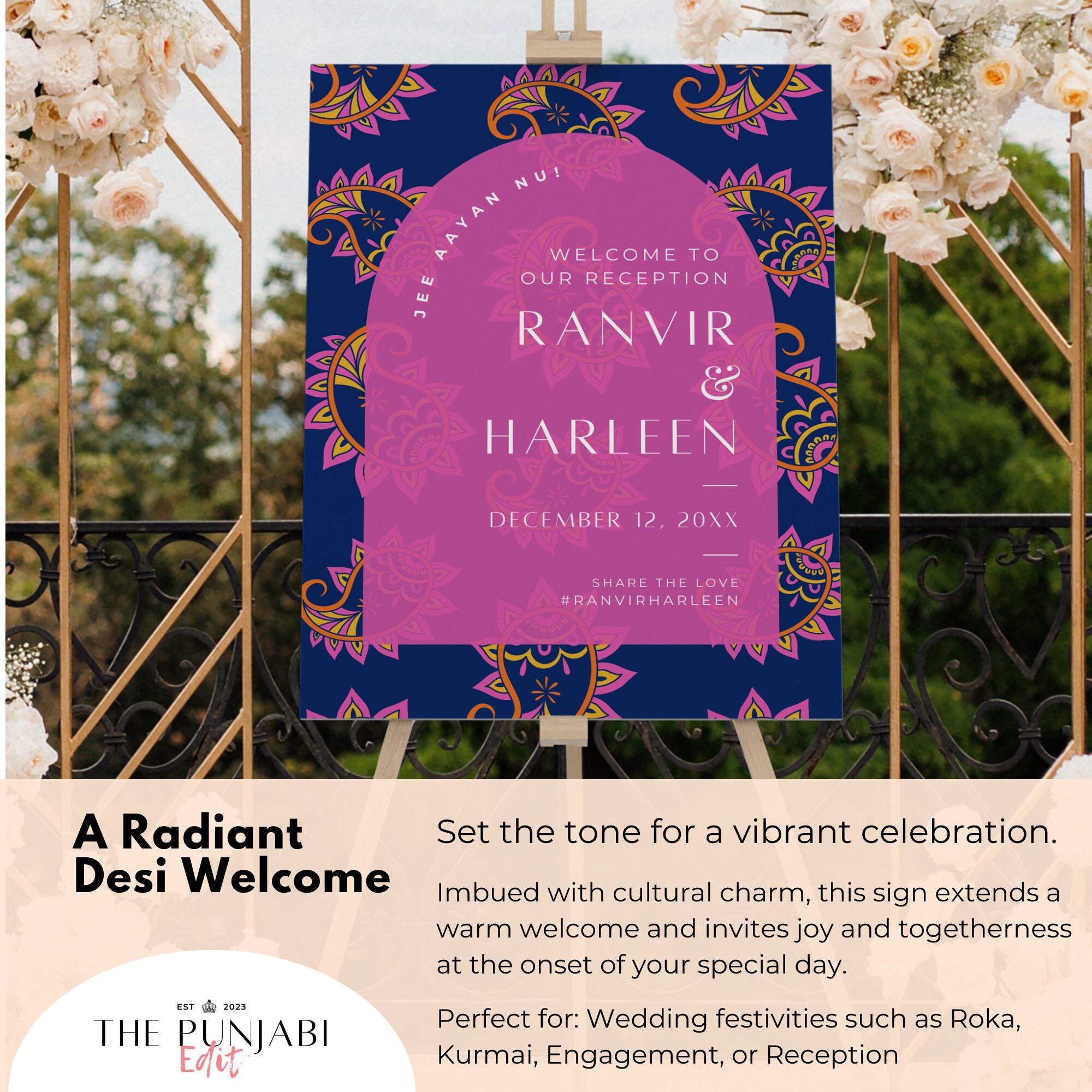 Punjabi Welcome Sign, Custom Hindu Sikh Shaadi Viah Printable PDF ...