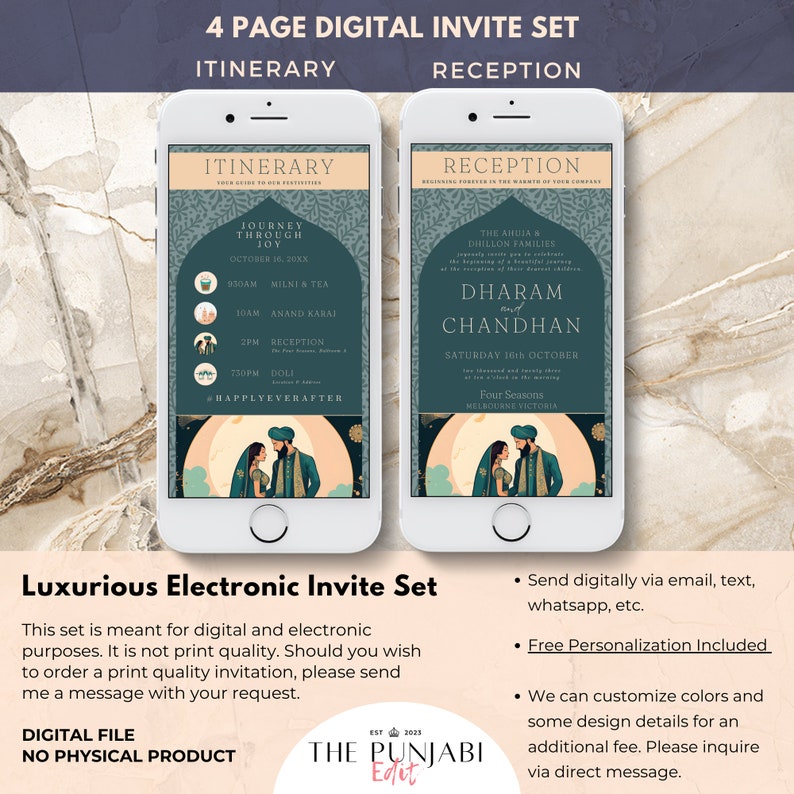 Digital Punjabi Wedding Invitation: Electronic Personalised Sikh Invite ...