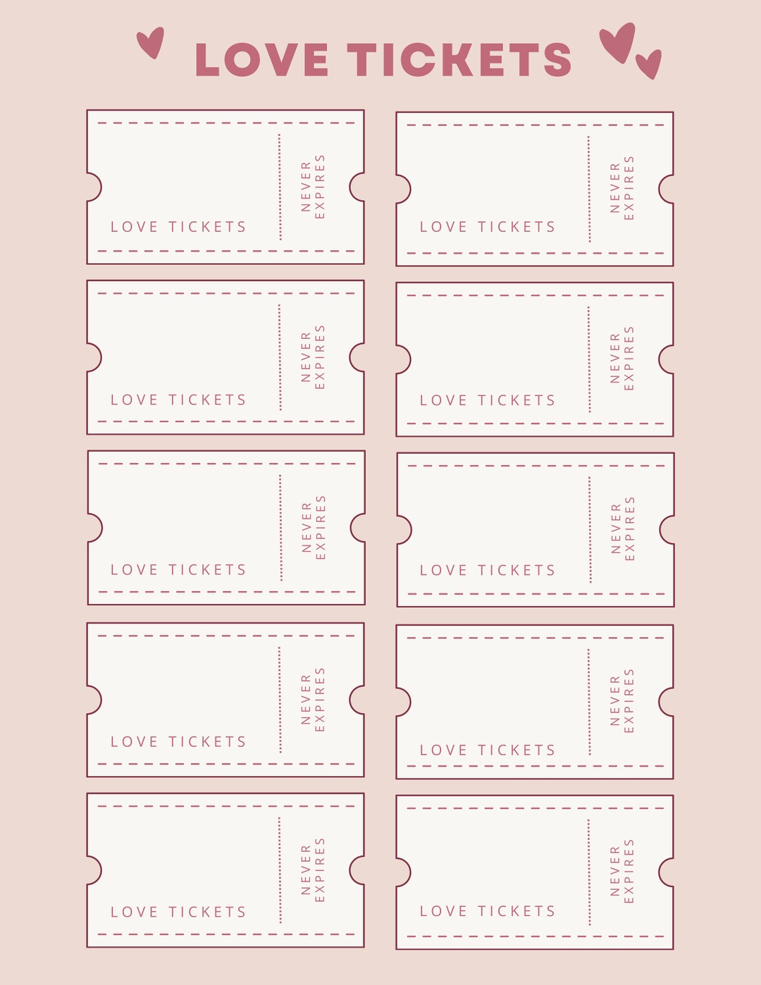 Instant Download Anniversary Tickets | Love Coupons | Customizable ...