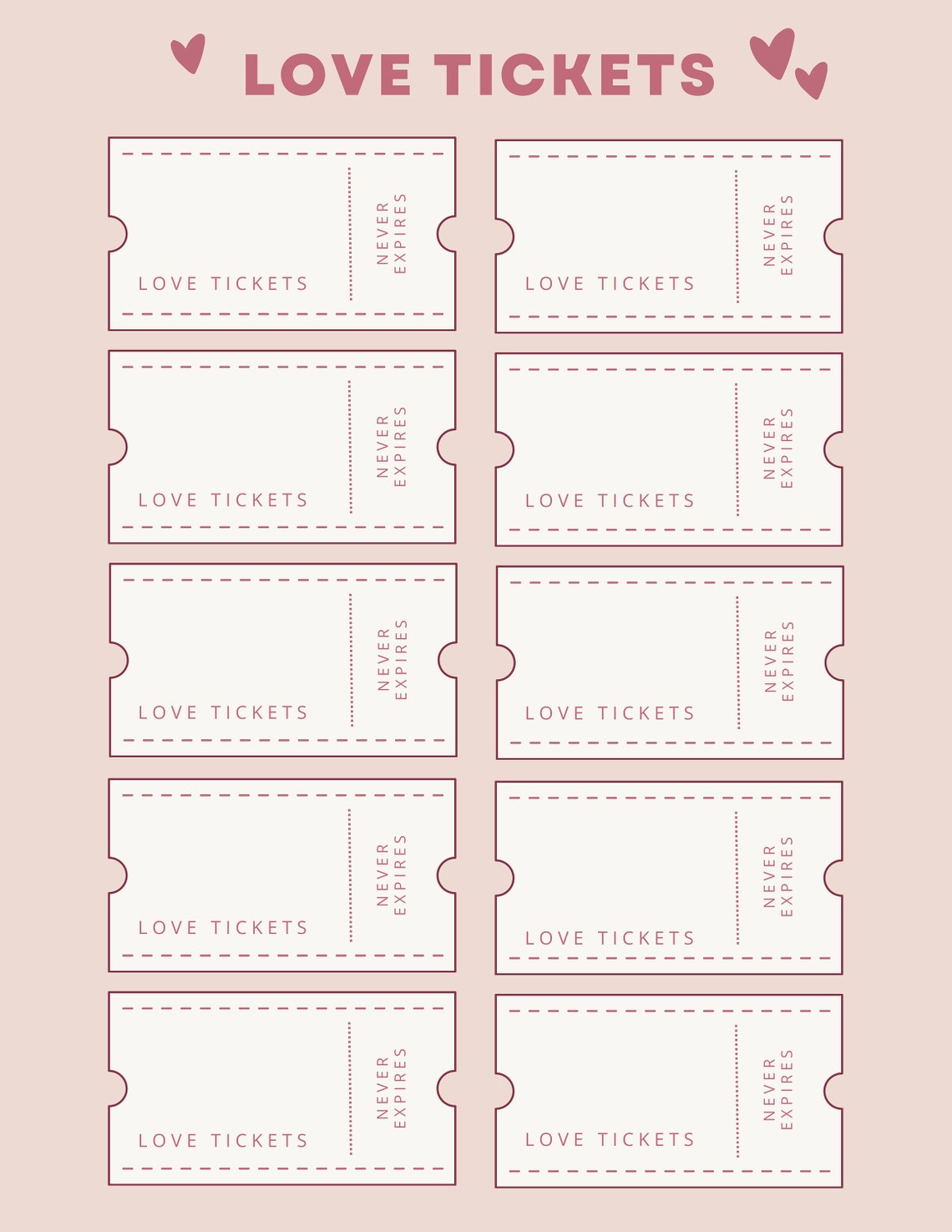 Instant Download Anniversary Tickets | Love Coupons | Customizable ...