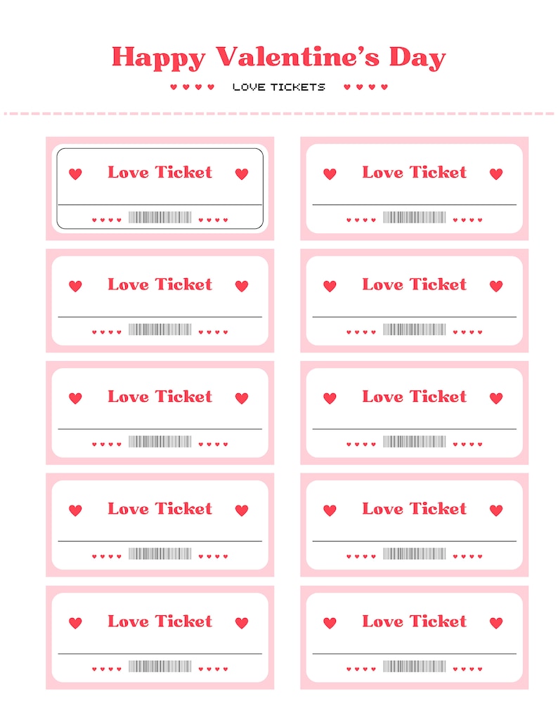 Instant Download Anniversary Tickets | Love Coupons | Customizable ...