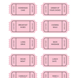 Printable Valentine's Day Tickets | Love Coupons | Customizable Couples ...