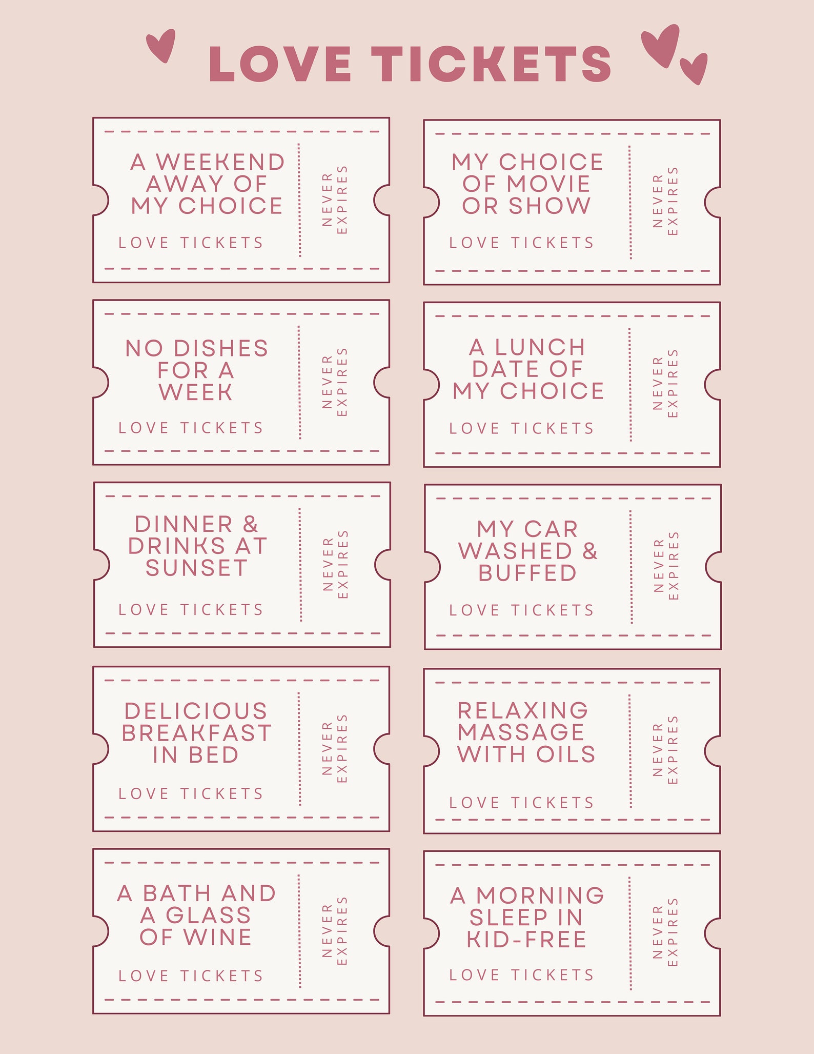 Instant Download Anniversary Tickets | Love Coupons | Customizable ...