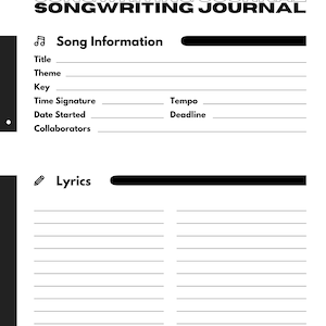 Instant Download Songwriting Sheet | Songwriter Template | Music Notes ...