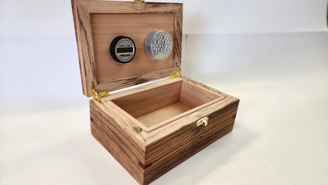 Small and Luxurious Cigar Humidor Box Made of Zebrawood and Spanish ...