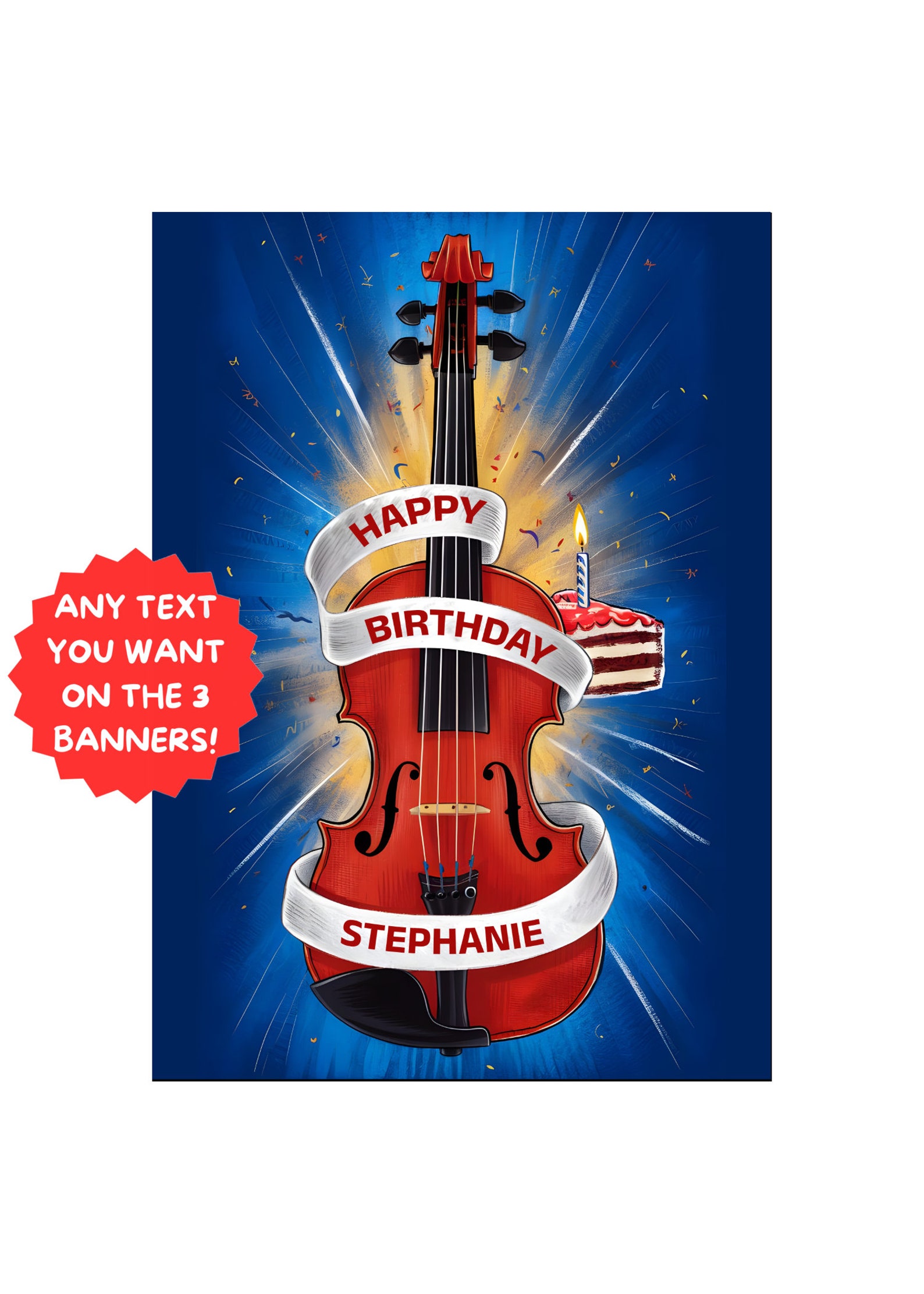 Violin Card, Personalised Violin Birthday Card for Violinists. Perfect ...