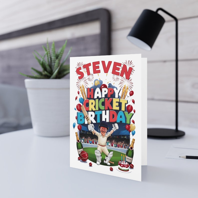 Cricket Birthday Card for Men, Personalised With Any Name, Age, Custom ...