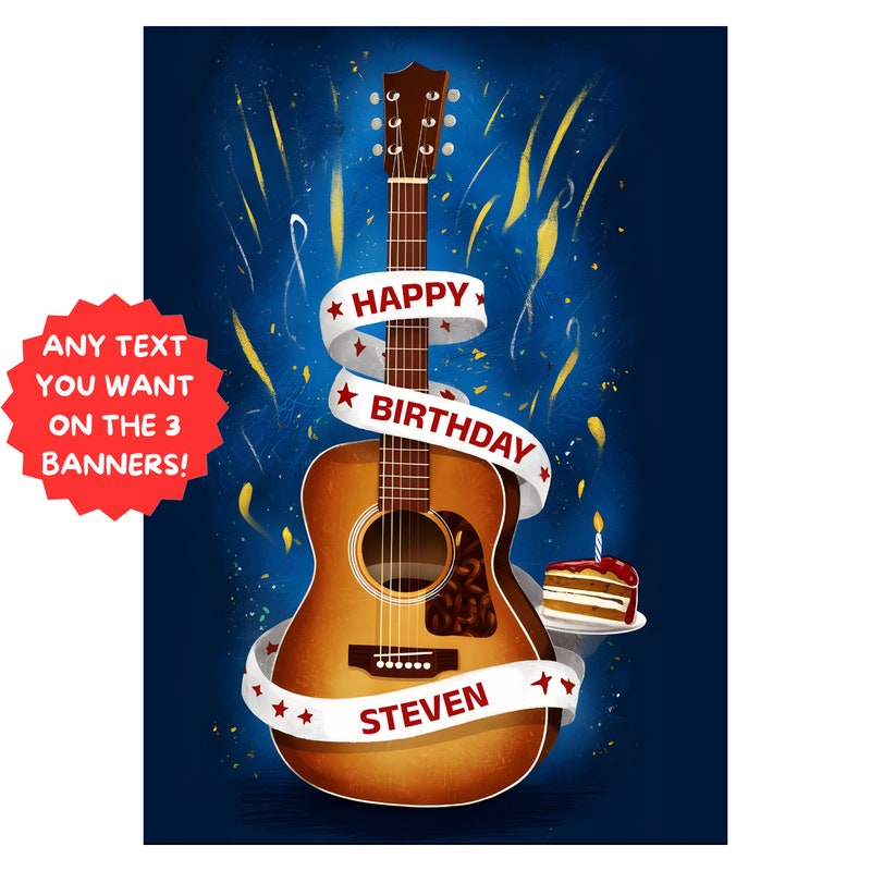 Guitar Greeting Card - Etsy UK