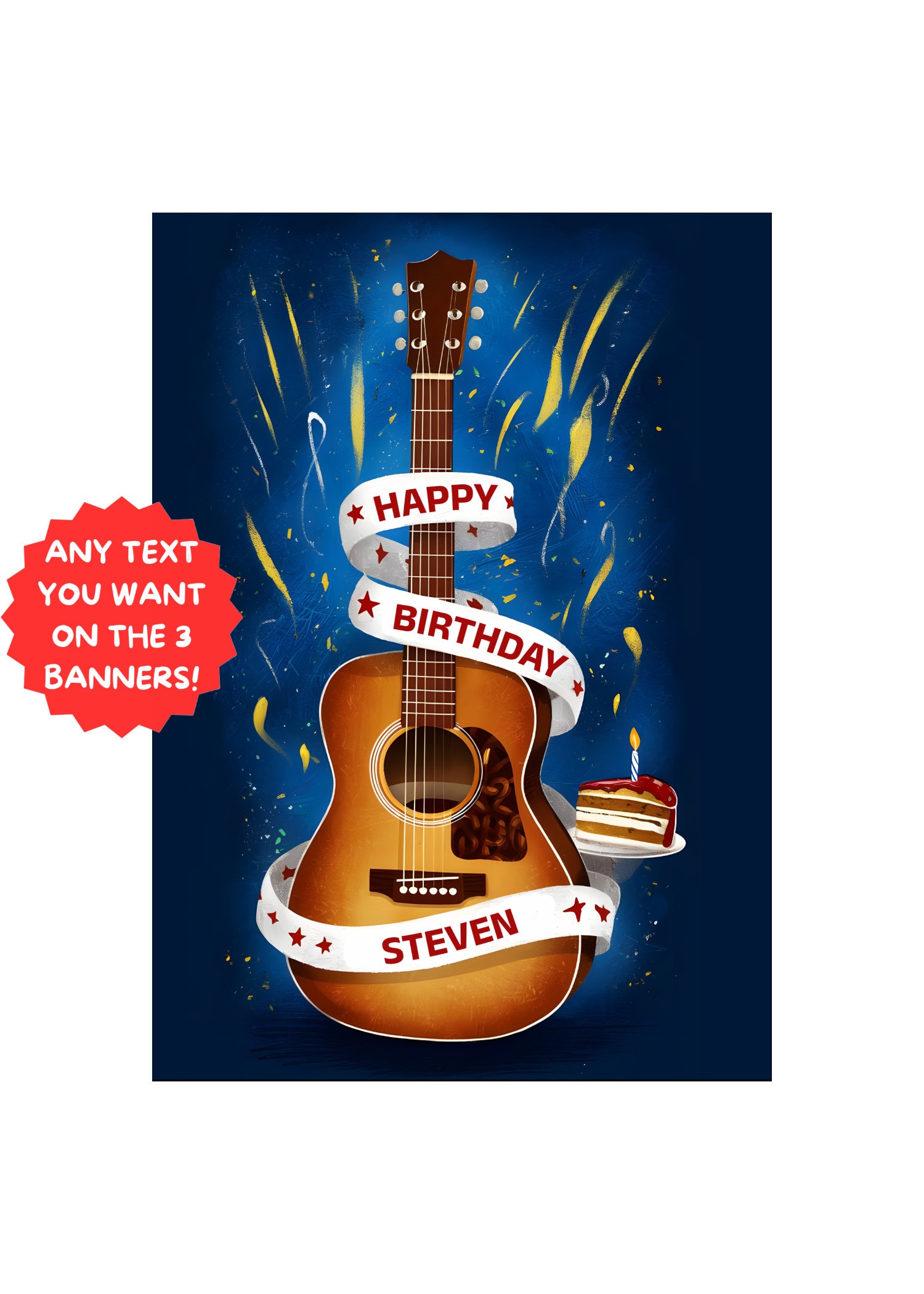 Guitar Birthday Card, Personalised Music Birthday Card for Guitar ...