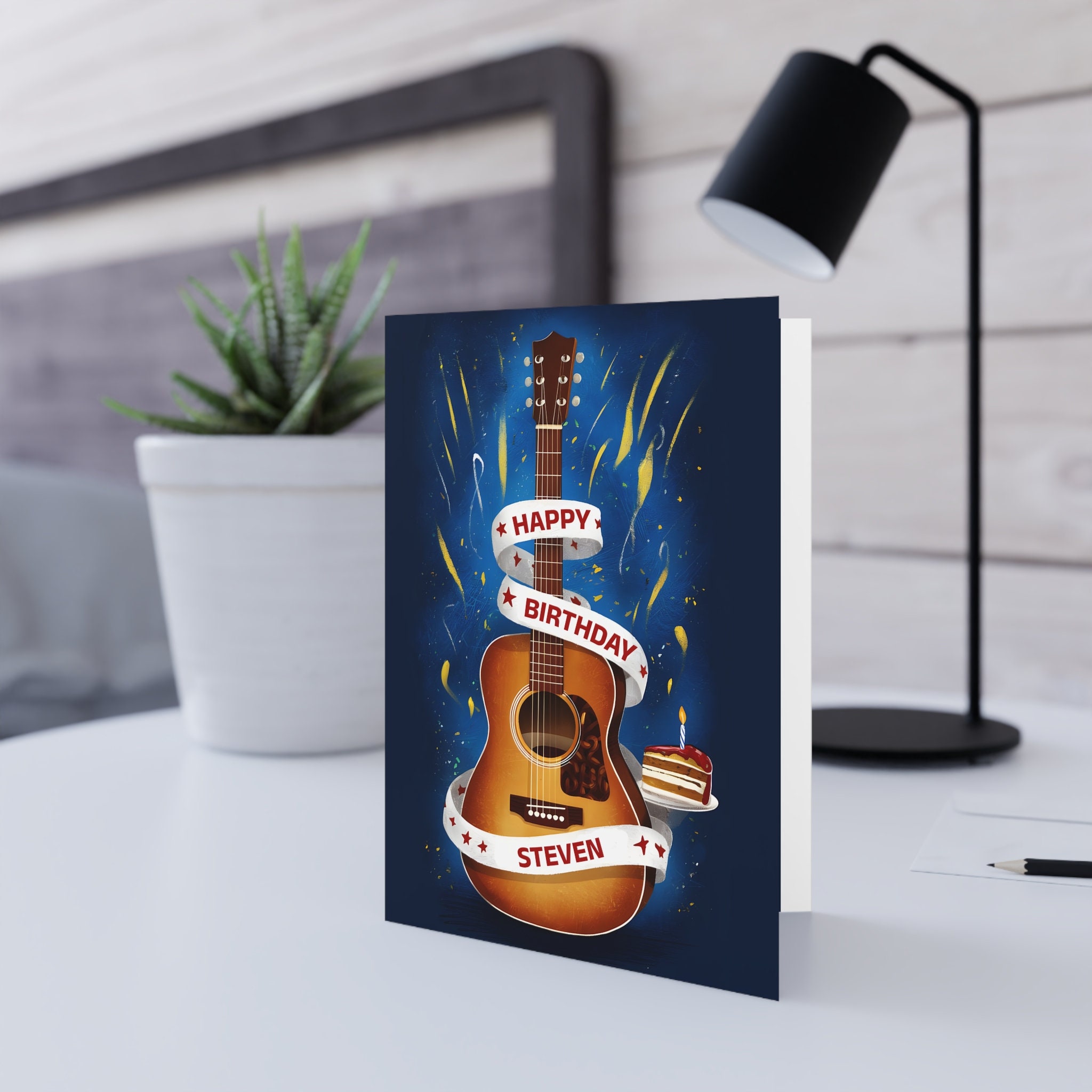 Guitar Birthday Card, Personalised Music Birthday Card for Guitar ...