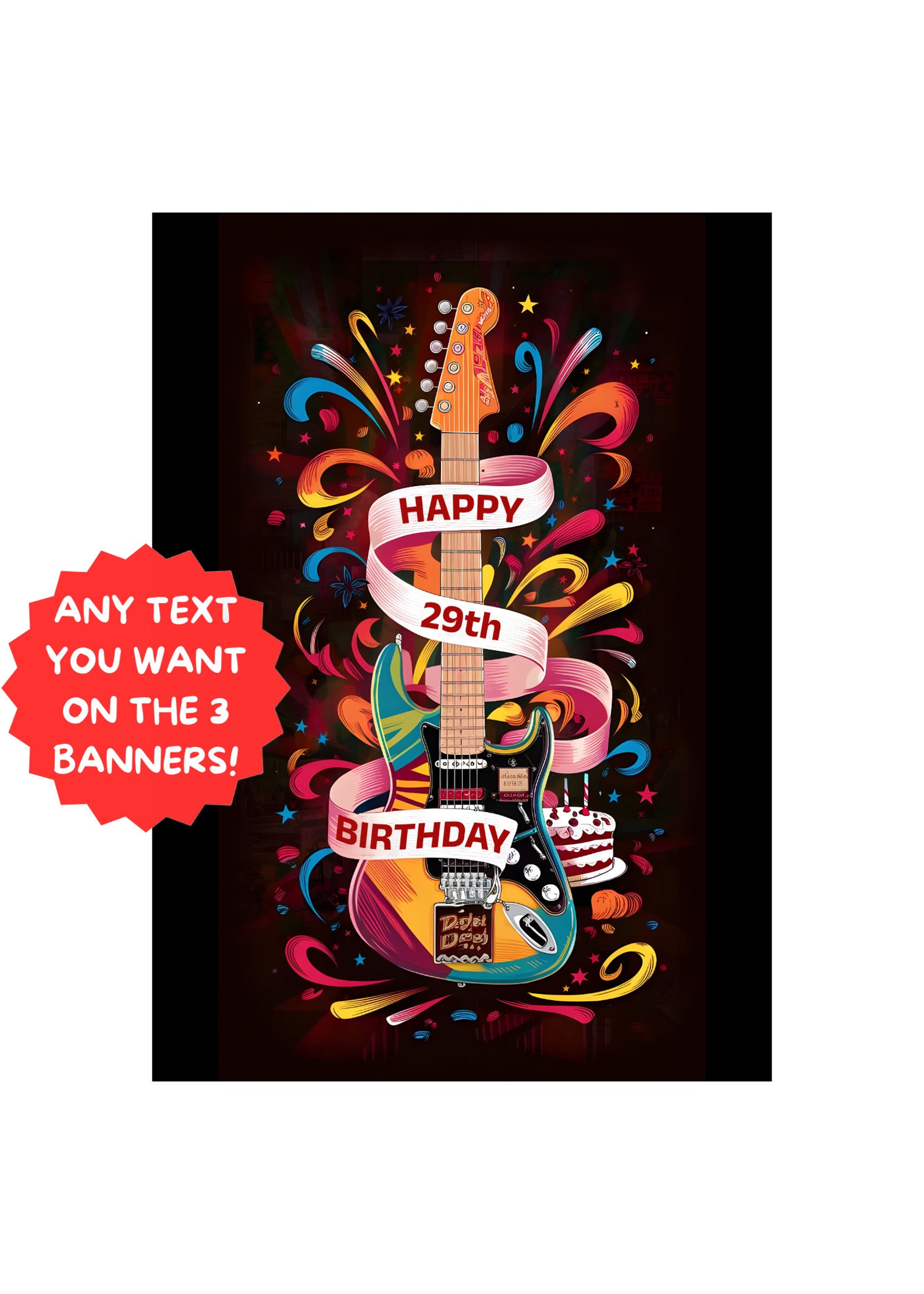 Electric Guitar Birthday Card, Personalised Gift for Rock Guitarists ...