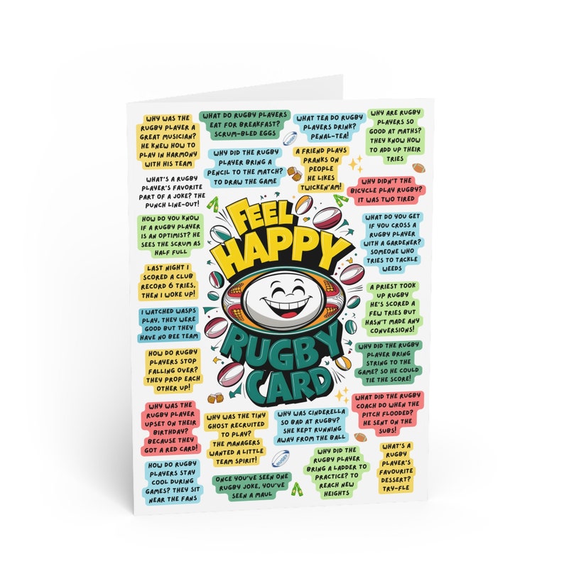 Funny Rugby Card Packed With Jokes & Puns, Perfect Rugby Gift, Suitable ...