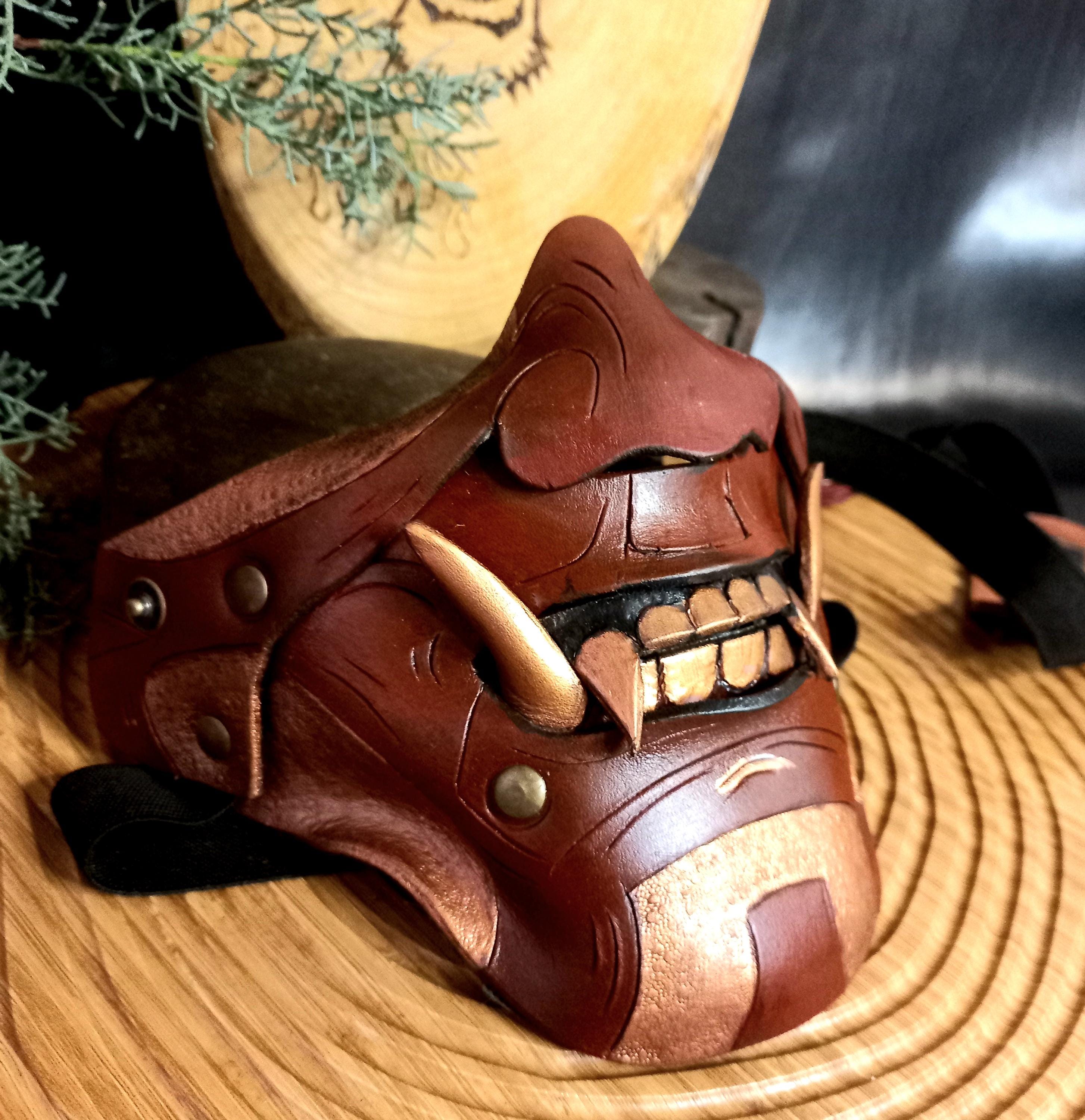 Realistic Samurai Armour,red Oni, Half Samurai Mask,special Face Mask ...