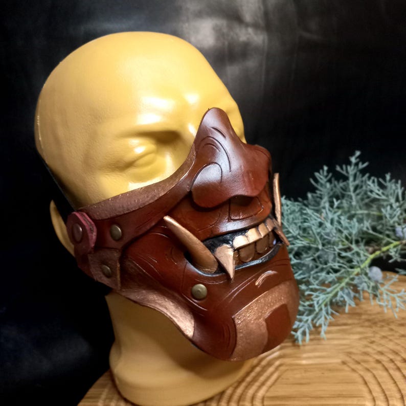 Realistic Samurai Armour,red Oni, Half Samurai Mask,special Face Mask ...