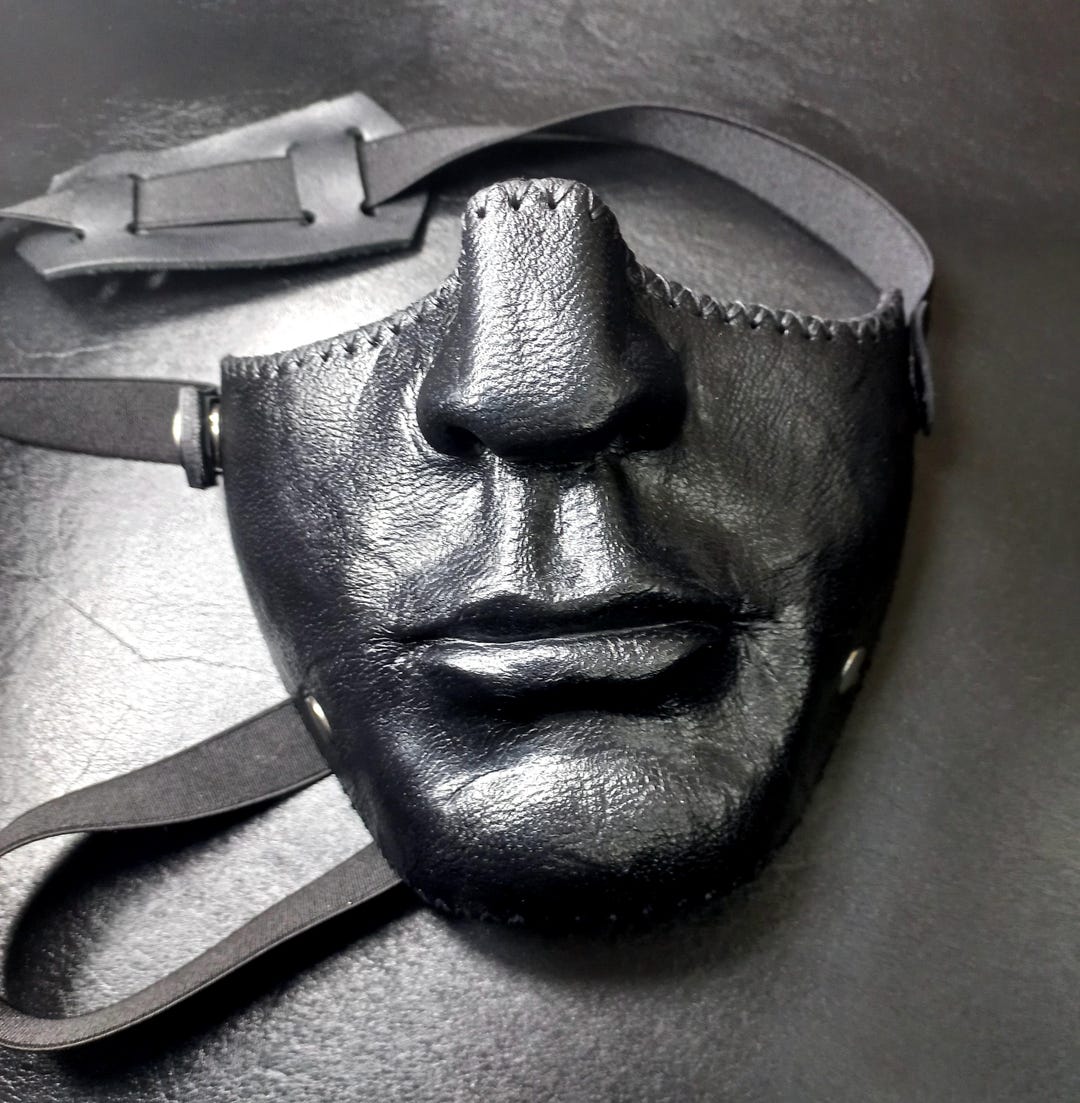 Black Motocycle Mask,real Leather Mask,retro Biker Mask,cafe Racer Face ...