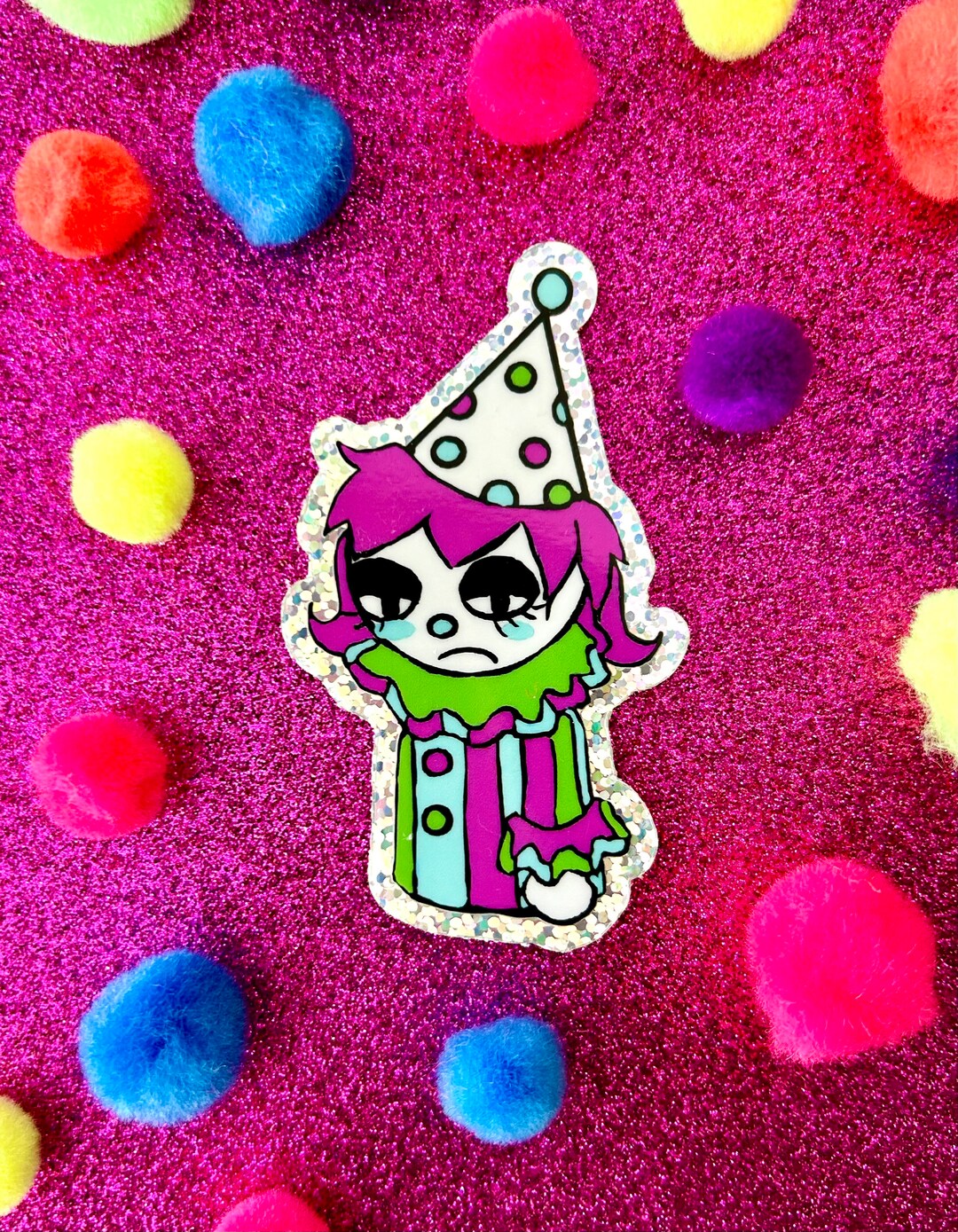 Grumpy Clown Sitcker / Clowns / Moody Characters / Glitter Stickers ...