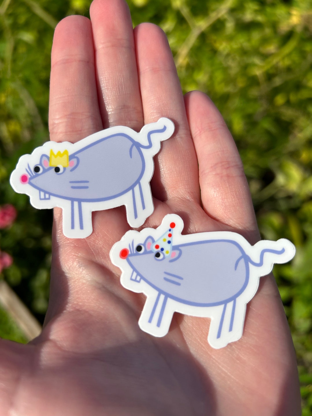 Party Hat Rat and King Rat Sticker Set of 2 / Mini Rats / Cute Rat ...