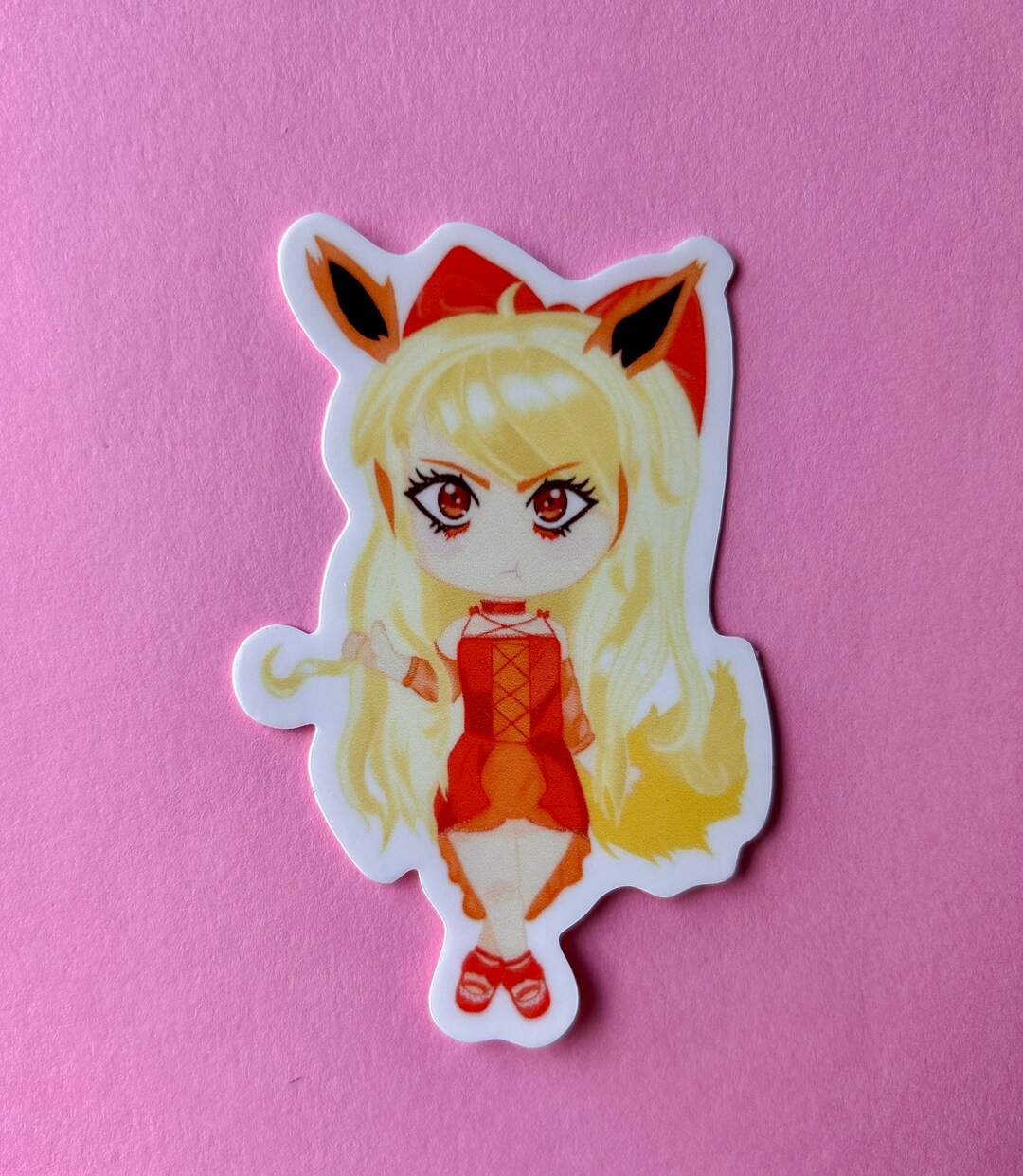 Kawaii Flareon Anime Girl Stickers/ Pokémon Flareon Gijinka / Eevee ...